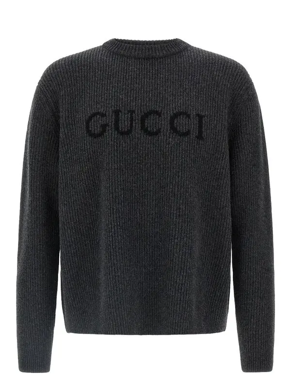 Gucci Intarsia Wool-cashmere Sweater - Gray