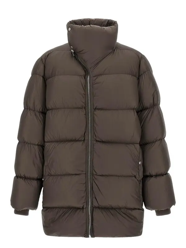 Rick Owens Long 'turtle' Quilted Down Jacket - Brown