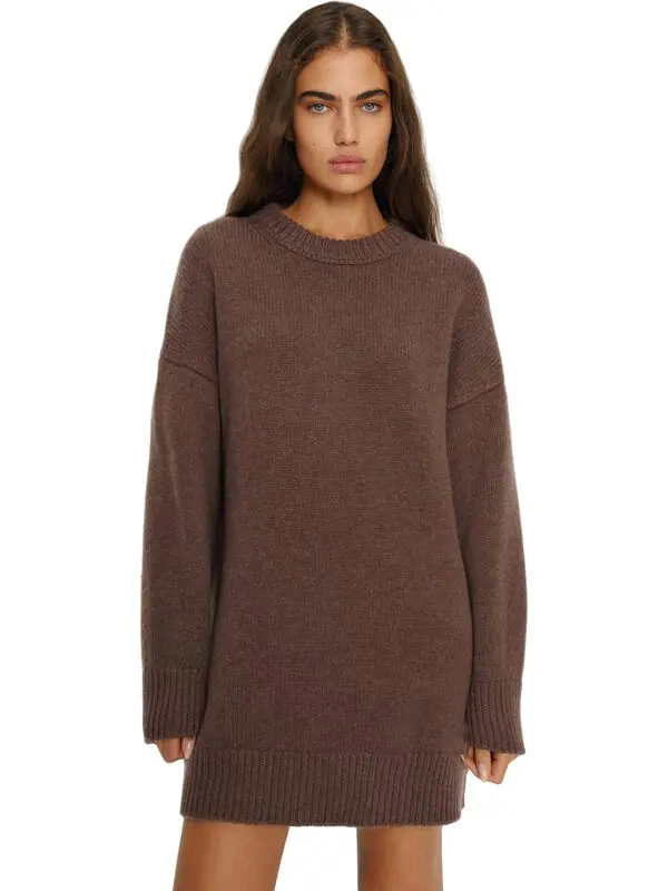 REFORMATION Laurence Regenerative Wool Sweater Dress - Brown