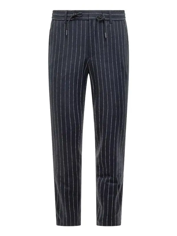 BOSS Pinstripe Trousers With Drawstring - Blue