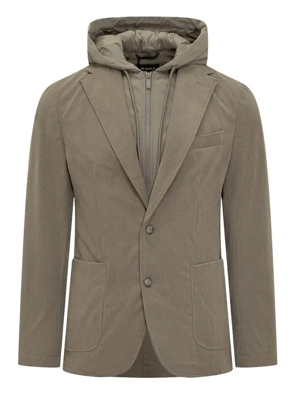 BOSS Corduroy Jacket With Removable Hood - Green