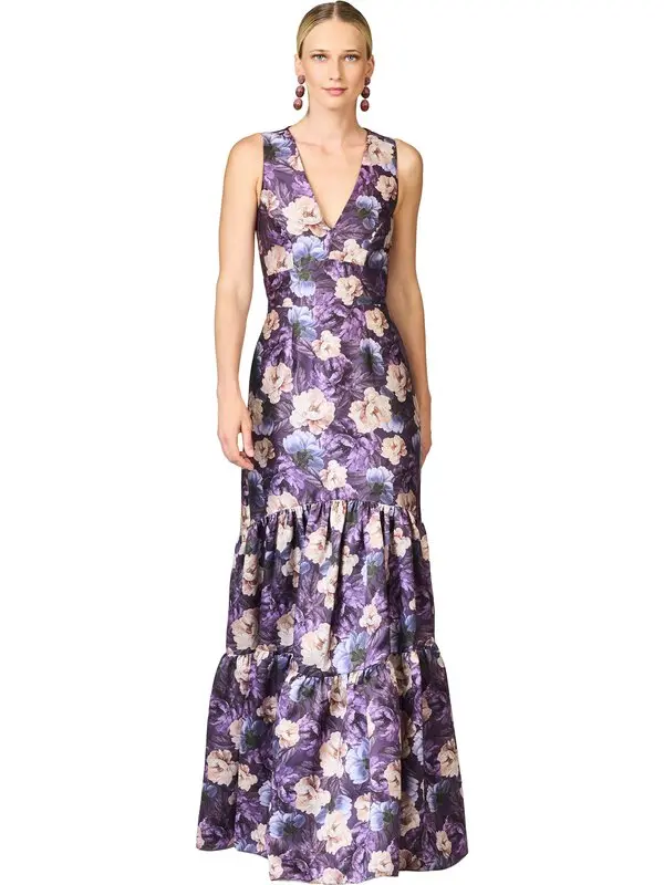Sachin & Babi Rori Printed Mikado Gown - Winter Peony