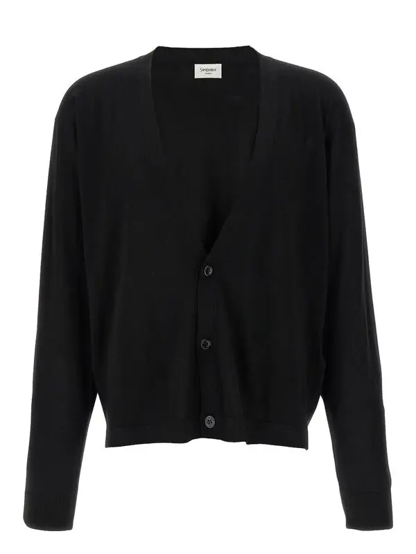 Saint Laurent Fine Wool Cardigan - Black
