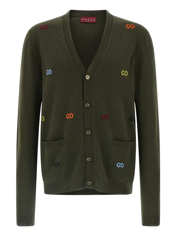 Gucci Gg Intarsia Cardigan - Green