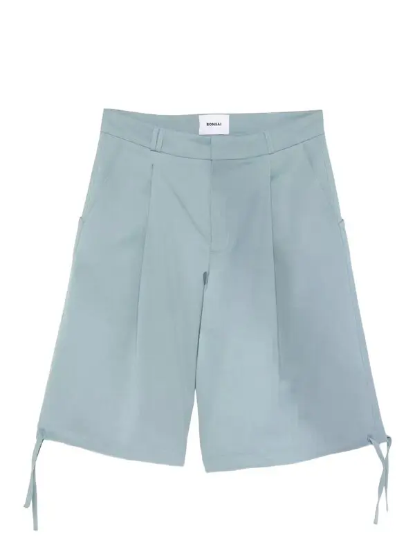 BONSAI Drawstring-hem Pleated Shorts - Blue