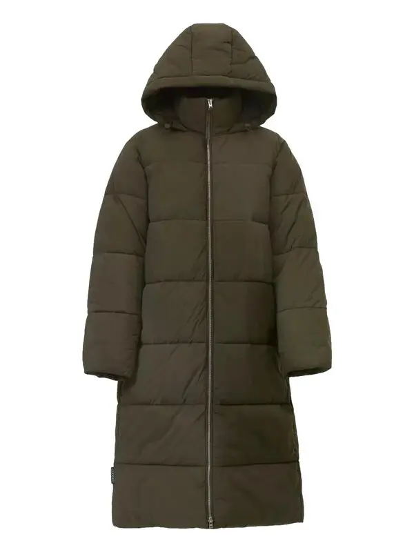 Closed Quilted Hooded Puffer Coat - Green