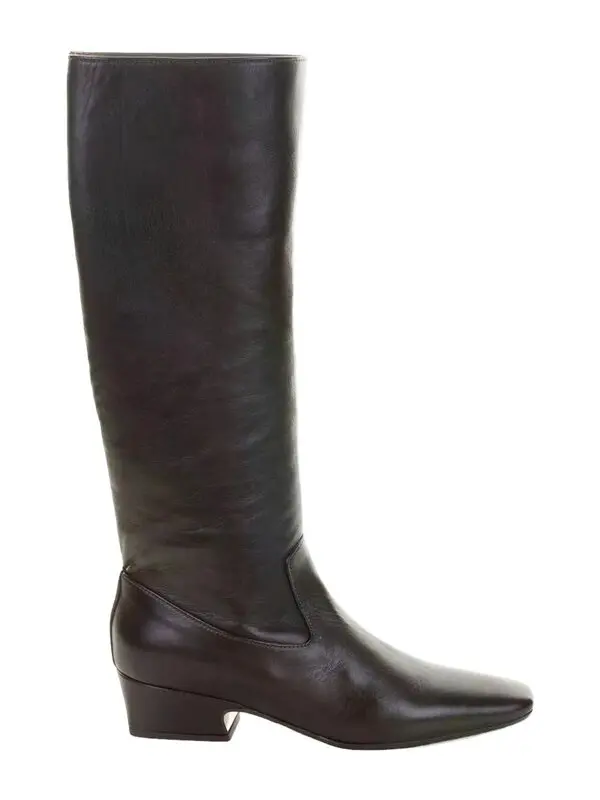 LORENA PAGGI Square-toe Leather Knee-high Boots - Brown