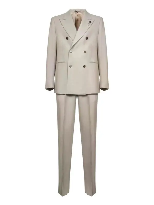 LARDINI Peak-lapel Double-breasted Suit - Neutrals