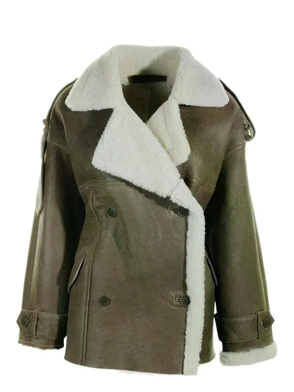 SALVATORE SANTORO Shearling Double-breasted Jacket - Brown