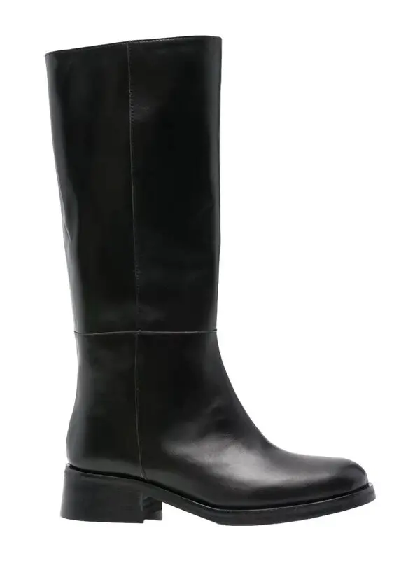 L ARIANNA Panelled Leather Knee High Boots - Black