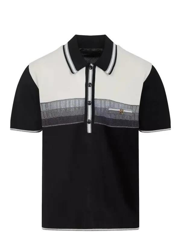 Amiri Striped Pocket Polo Shirt - Black