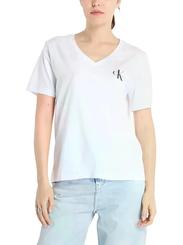 Calvin Klein Logo V-neck Tee - White