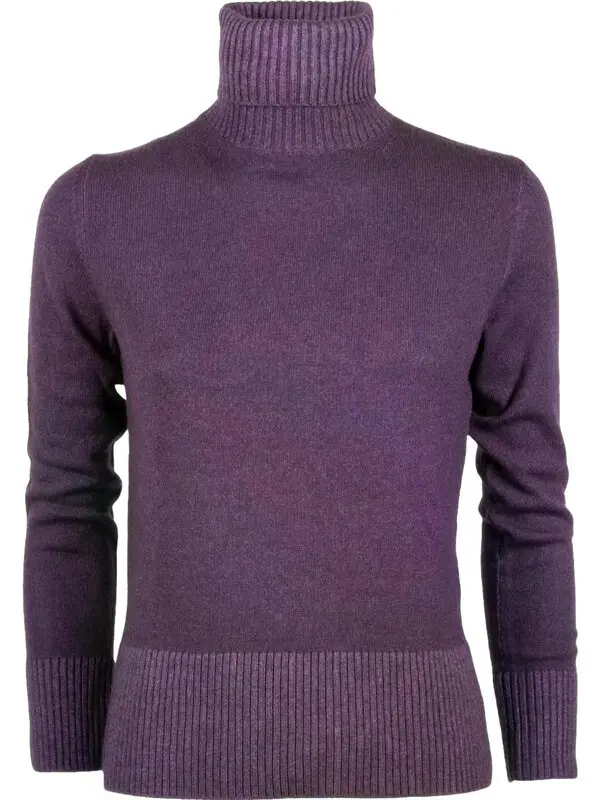 BASE MILANO Ribbed Roll-neck Sweater - Purple