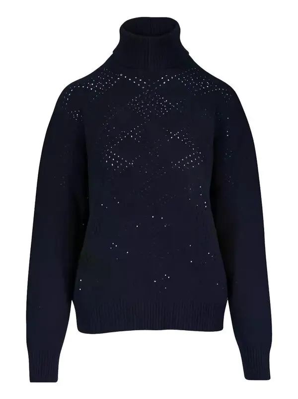 Kiton Open-work Roll-neck Sweater - Blue