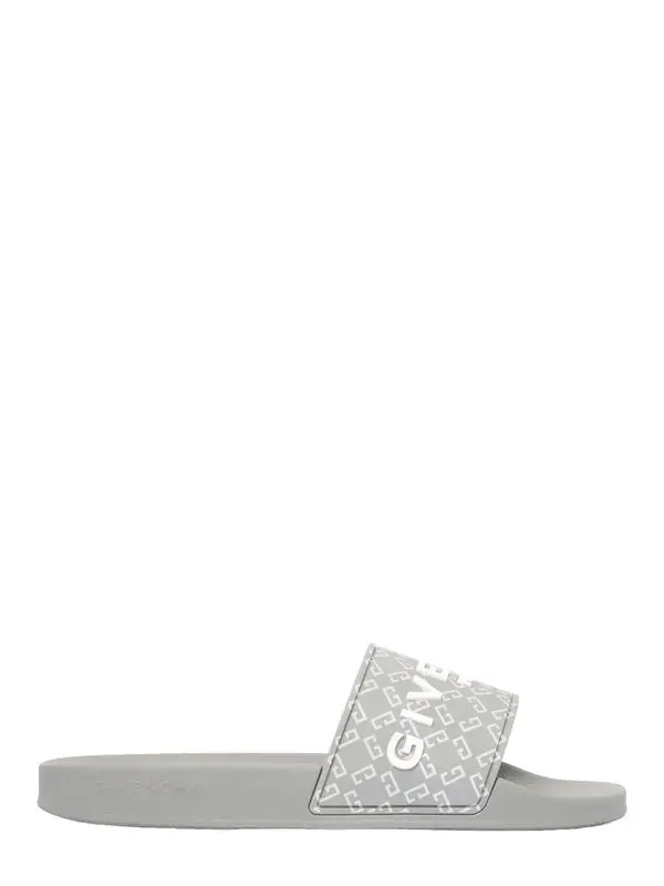 Givenchy Logo Pattern Slides - Grey
