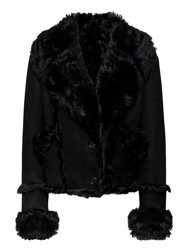 SALVATORE SANTORO Fur Trim Leather Jacket - Black