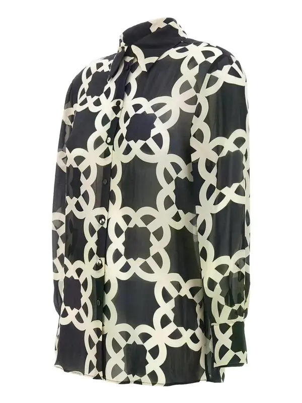 ELENA MIRO` Geometric-pattern Buttoned Shirt - Black