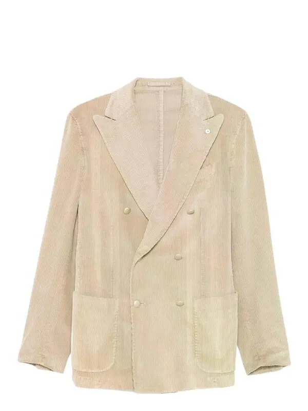 LUIGI BIANCHI MANTOVA Double-breasted Corduroy Blazer - Neutrals