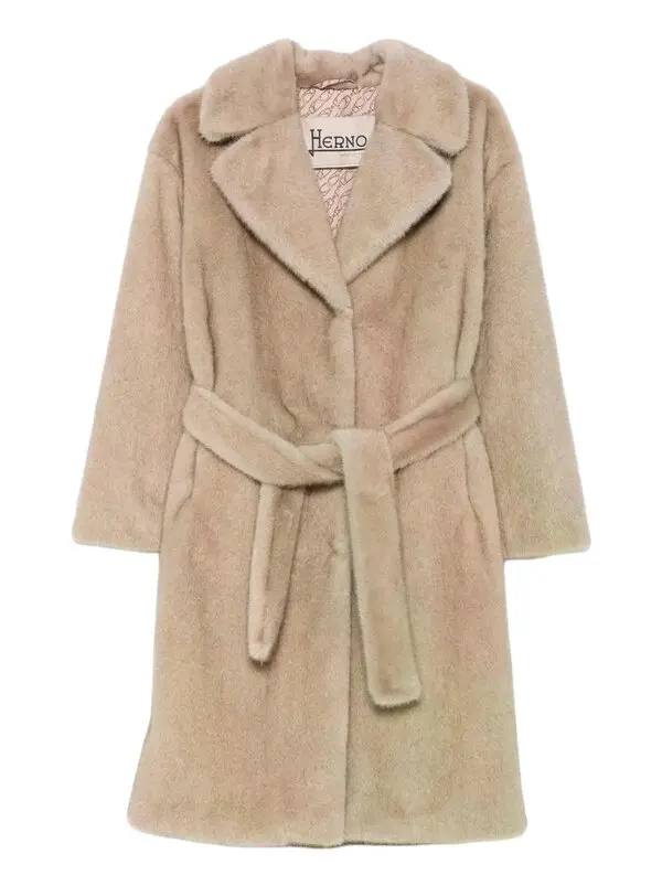 Herno Belted Single-breasted Coat - Neutrals