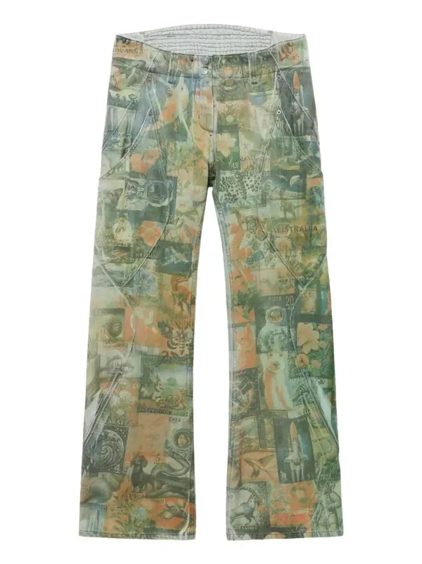 KIKO KOSTADINOV Printed Jeans With Zip Detail - Green