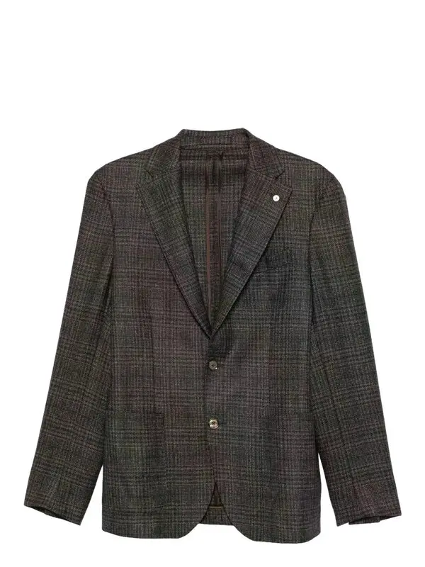 LUIGI BIANCHI MANTOVA Checked Single-breasted Blazer - Brown