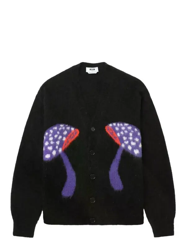 MSGM Mushroom V-neck Cardigan - Black
