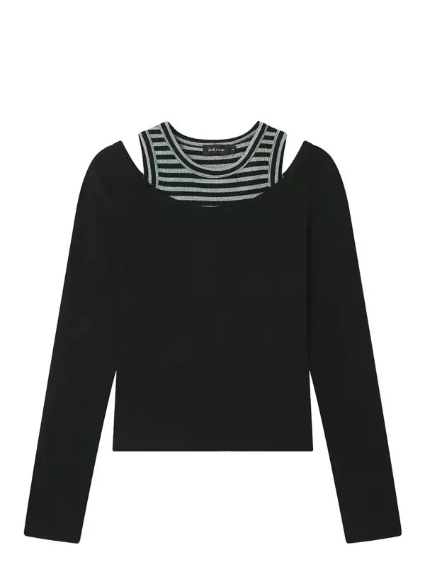 TOUT A COUP Striped Layered T-shirt - Black