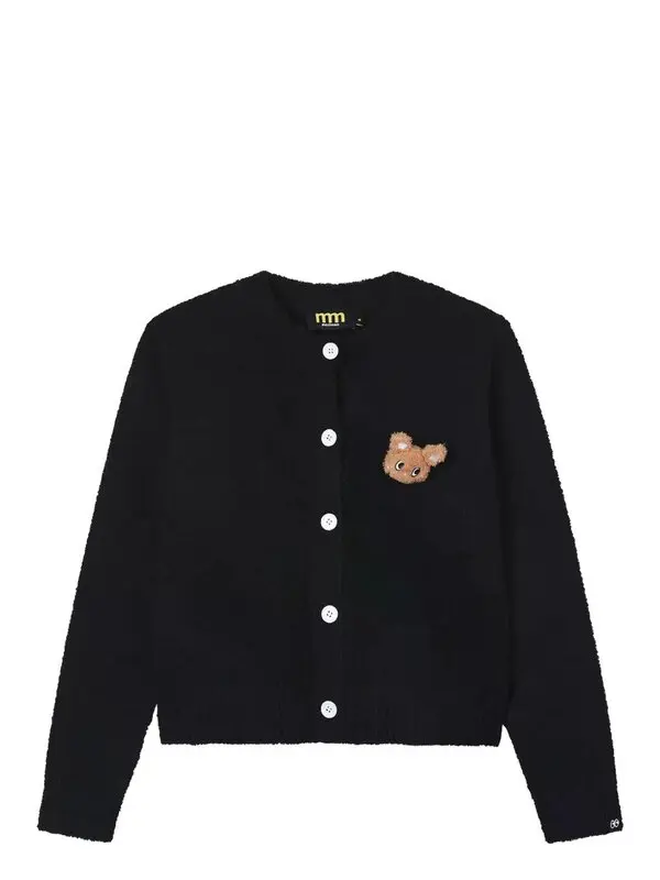 MINI CREAM Appliqué Cardigan - Black