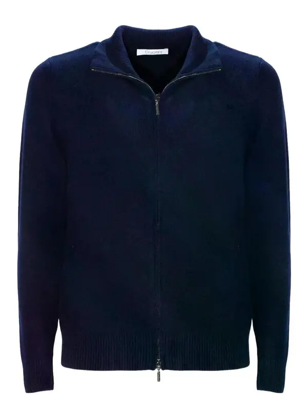 CRUCIANI Zip-up Wool-cashmere Cardigan - Blue