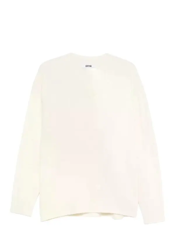 GRIFONI V-neck Jumper - White