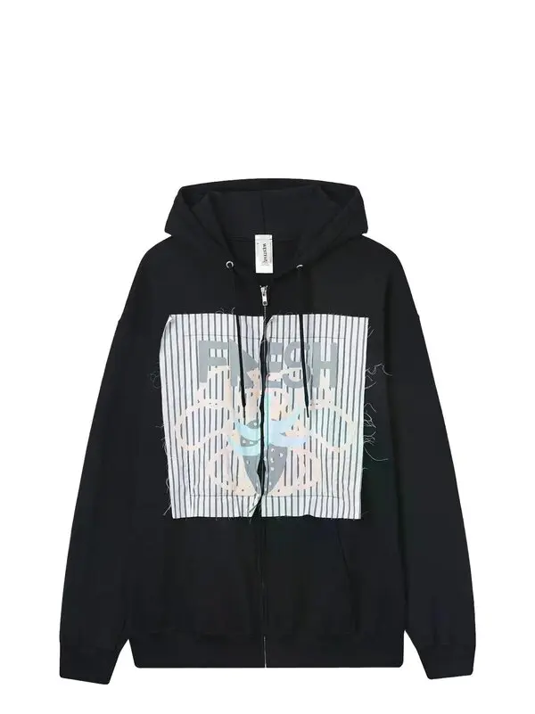 WESTFALL Graphic-print Zip-up Hoodie - Black