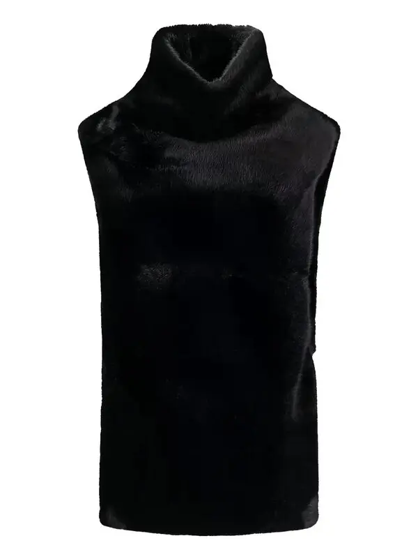 BB COUTURE High-neck Faux Fur Gilet - Black