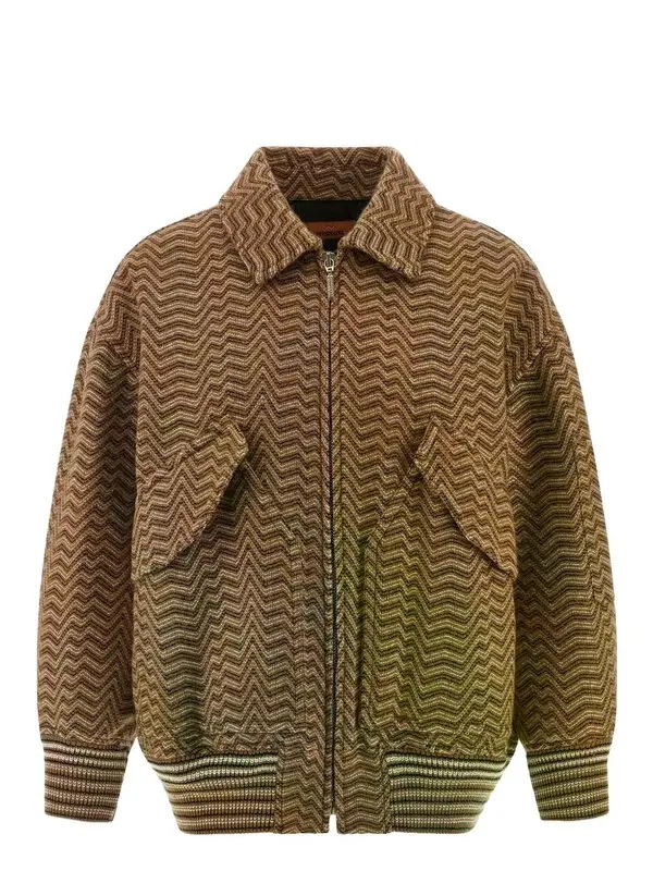 Missoni Chevron-pattern Bomber Jacket - Brown