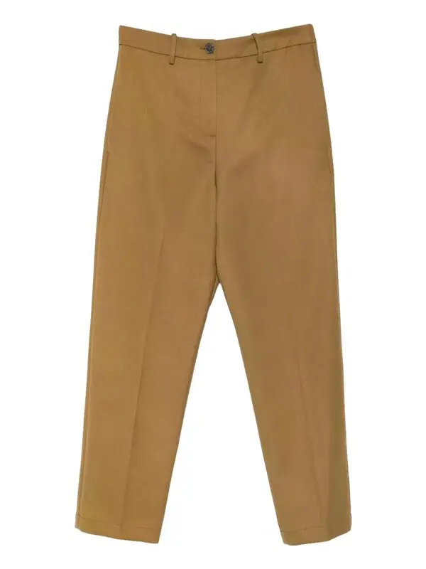 ALYSI Pressed-crease Cotton Trousers - Brown