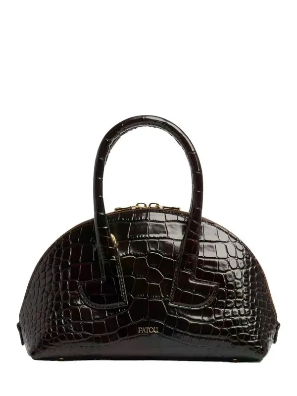 Patou Crocodile-effect Half-moon Crossbody Bag - Brown