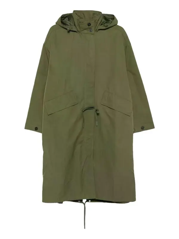 Closed Hooded Drawstring Coat - Green