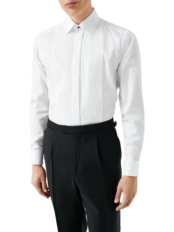 Eton Slim Fit Bibbed Cotton Tuxedo Shirt - White