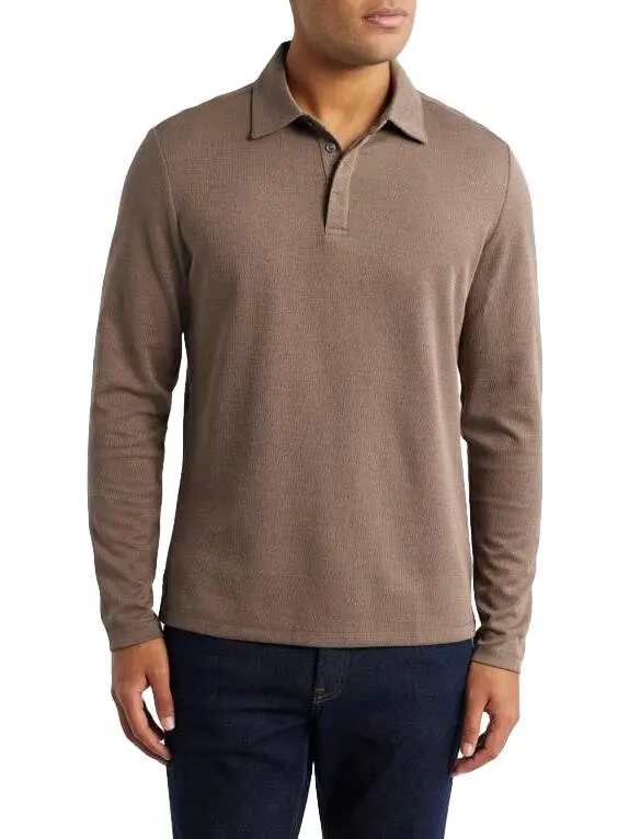 Robert Barakett Glendale Long Sleeve Cotton Blend Polo - Pottery
