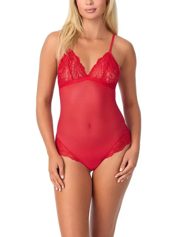 ON GOSSAMER Luxe Lace Bodysuit - Crimson Berry