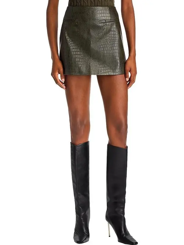 NONCHALANT LABEL Baron Faux Leather Mini Skirt - Army Green