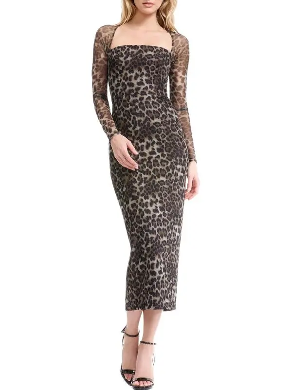 Dress The Population Printed Body-con Maxi Dress - Leopard Multi