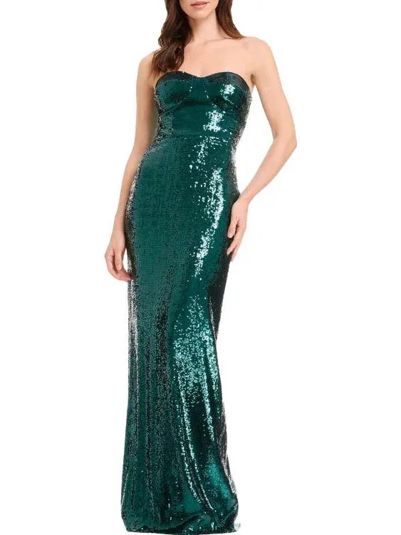 Dress The Population Vada Sequin Strapless Gown - Capri