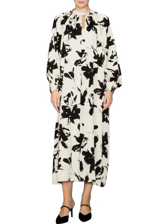 MELLODAY Floral Print Maxi Dress - Bone/black Print