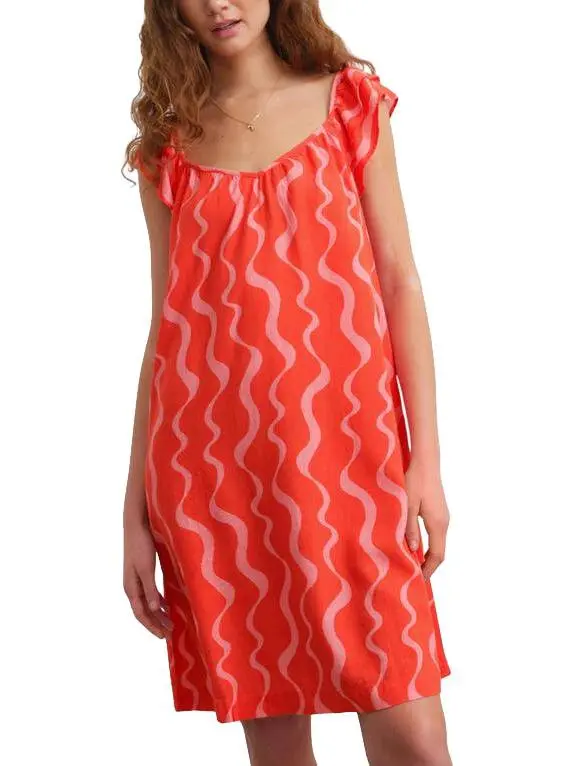 NEXT A-line Dress With Ruffled Cap Sleeves - Red