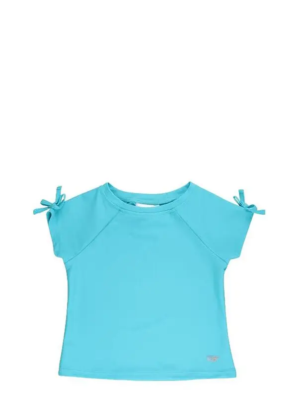 RUFFLEBUTTS Upf 50+ Active Raglan Bow T-shirt - Bright Aqua