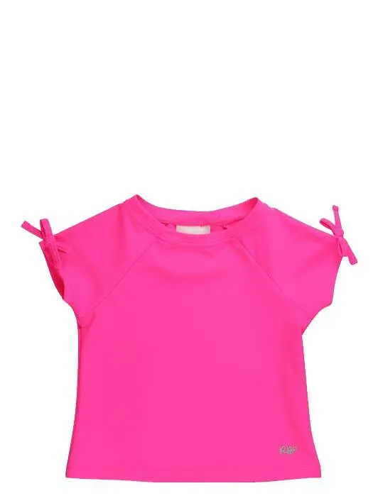 RUFFLEBUTTS Upf 50+ Active Raglan Bow T-shirt - Neon Magenta