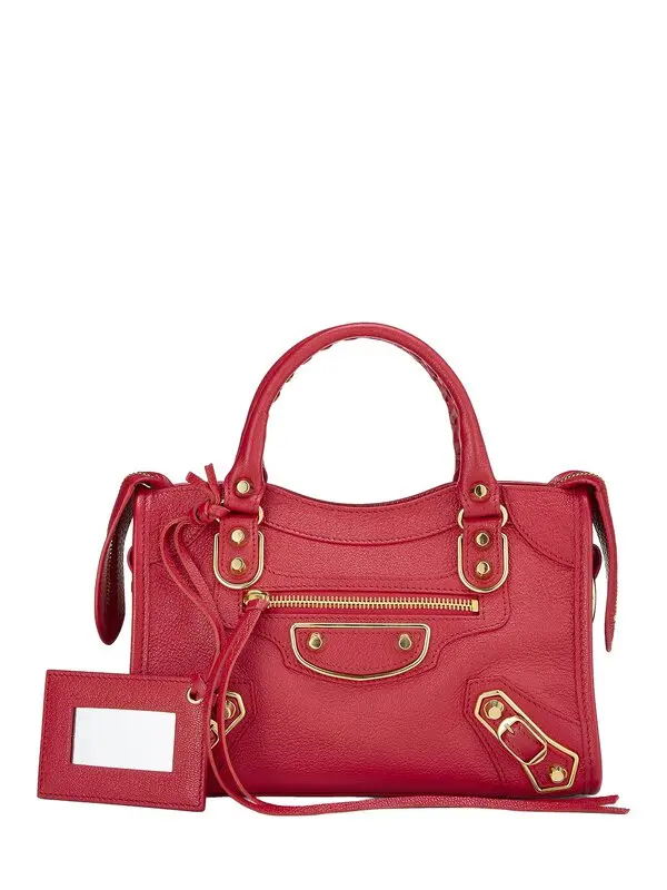 Balenciaga Chevre Metallic Edge Classic City Bag - Red