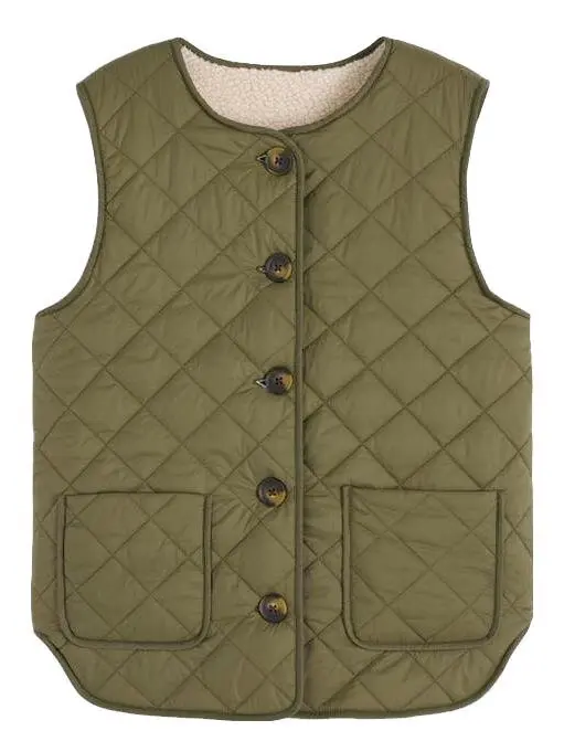 Boden Clerkenwell Reversible Vest - Woodland Green/natural Borg