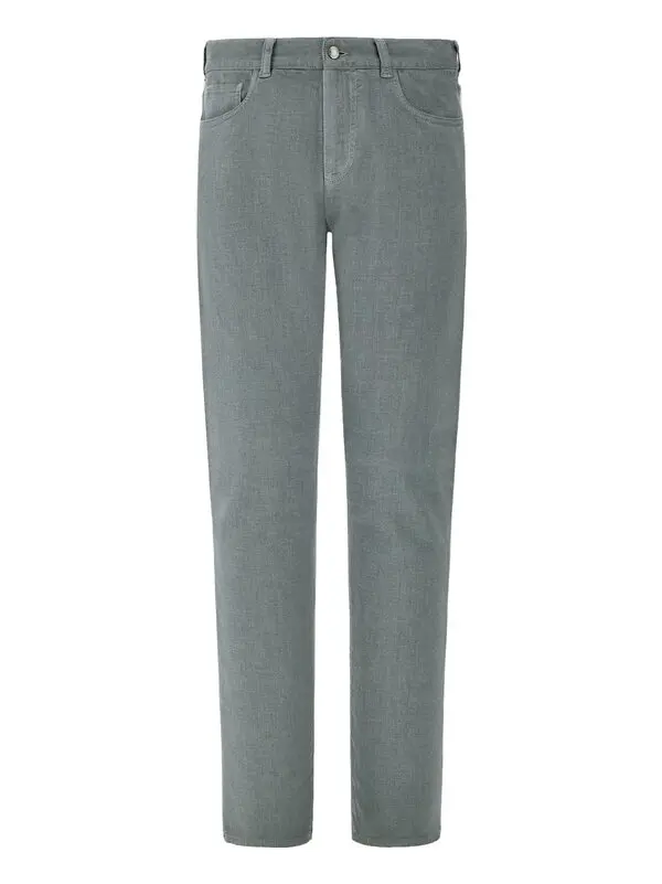 Canali Regular Fit Five-pocket Denim Pants - Green