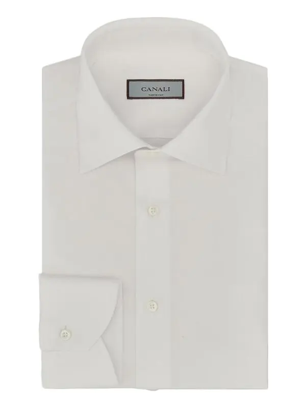 Canali Regular Fit Micro-twill Cotton Shirt - White